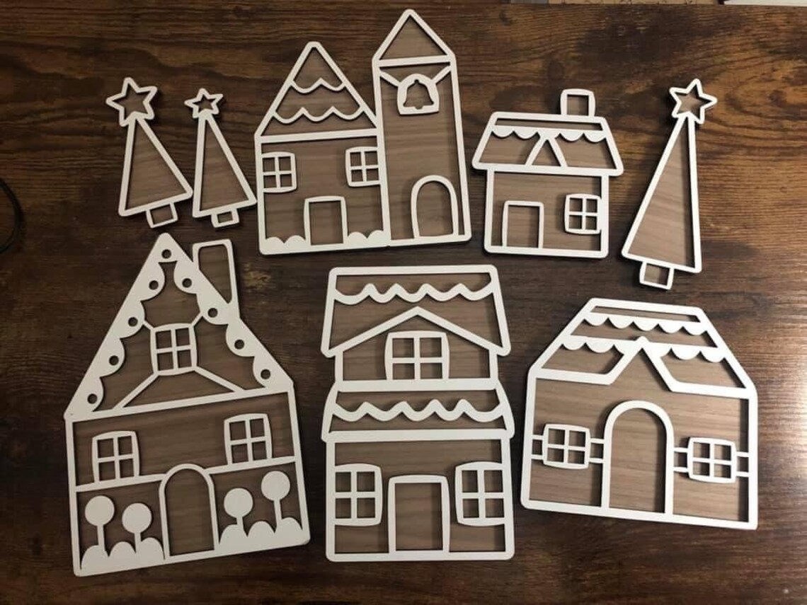 Gingerbread House Village File Svg - Etsy