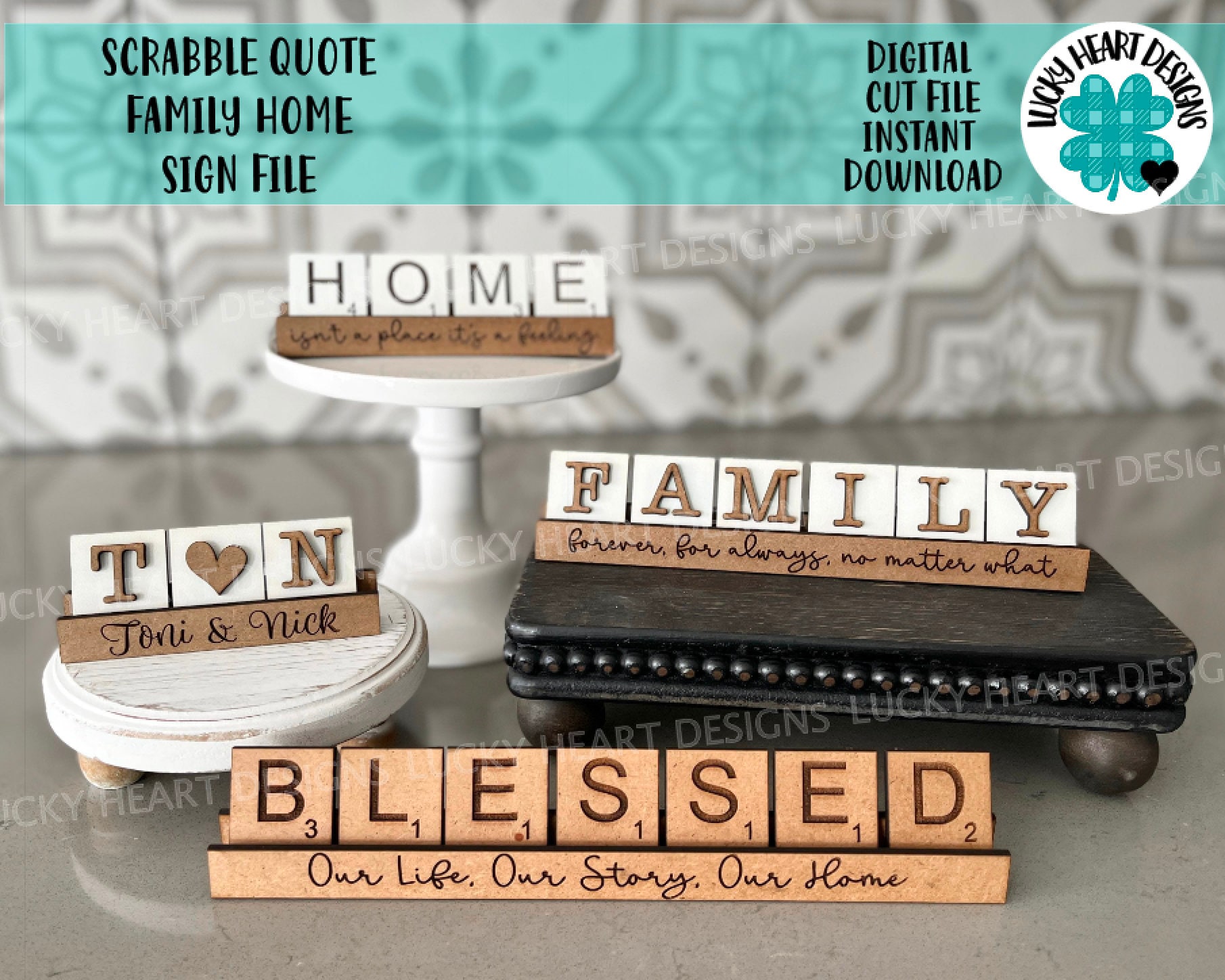 Scrabble Quote Family Home Sign File SVG Glowforge Tiered - Etsy UK