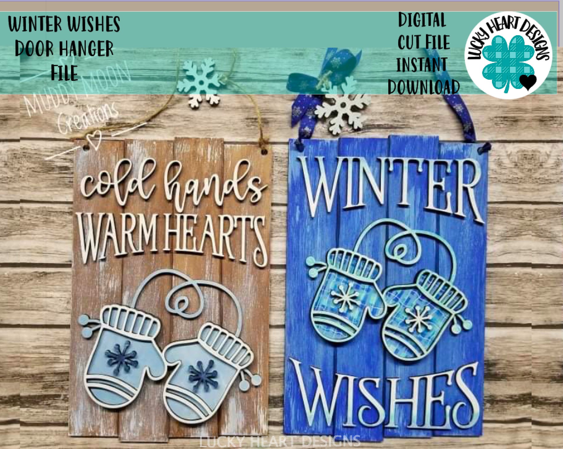 Winter Wishes Mittens Door Hanger Sign File File SVG - Etsy