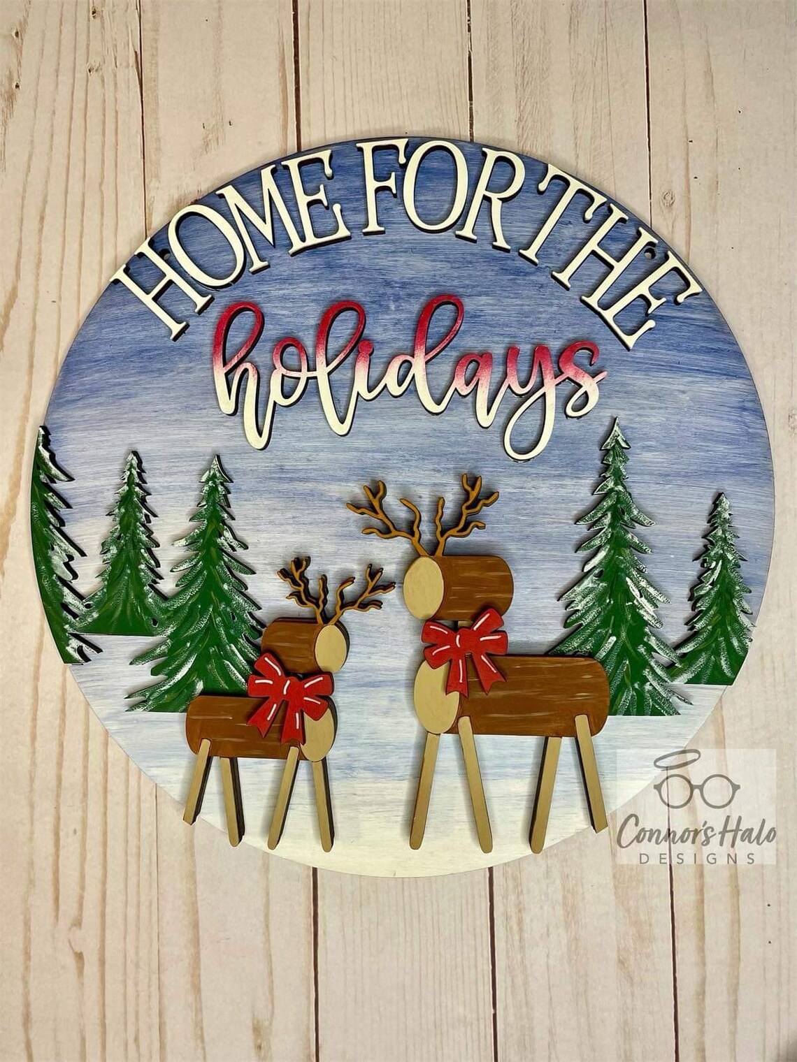 Home for the Holidays Rustic Christmas Door Hanger Sign File - Etsy