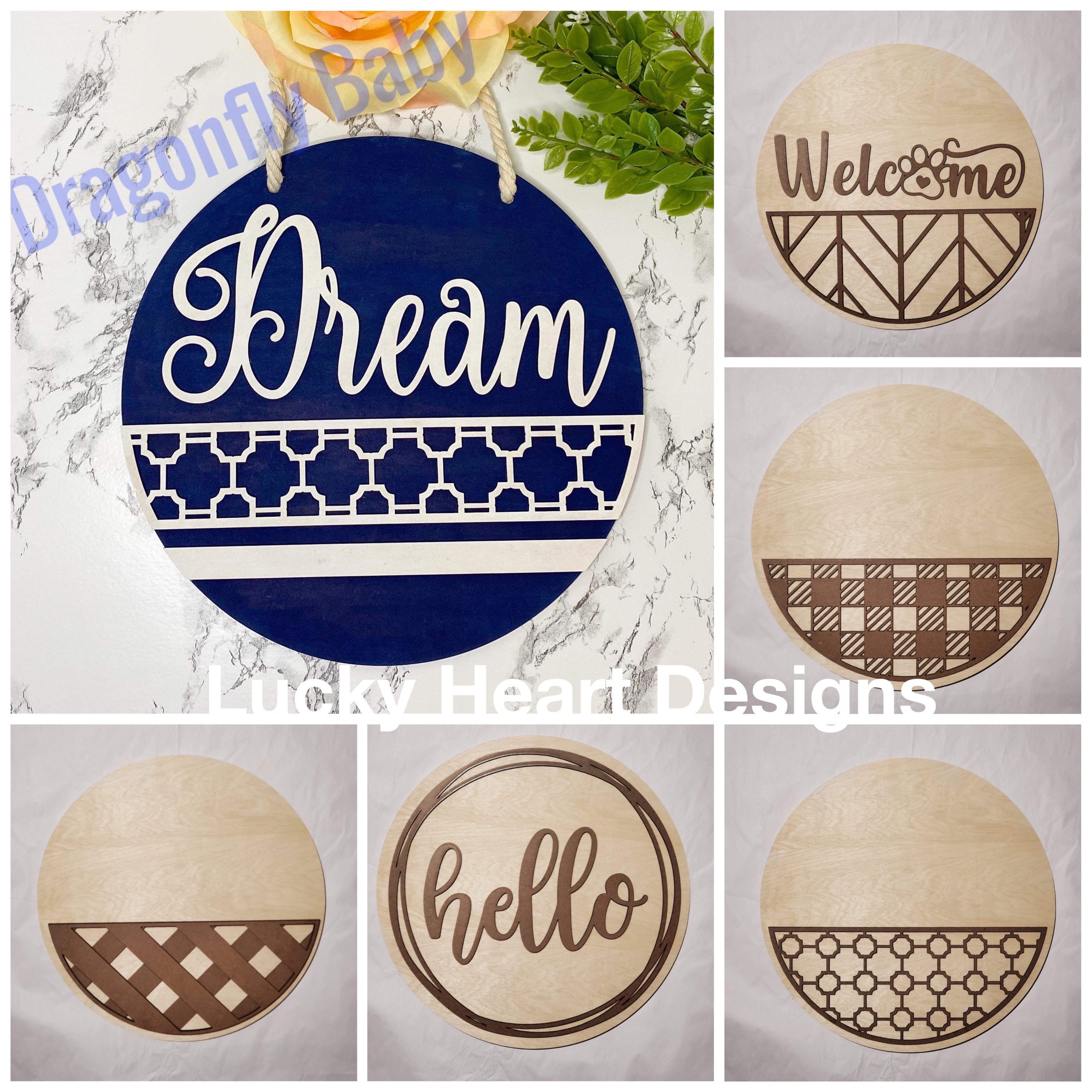 Patterned Door Hanger Bundle File SVG Glowforge Sign | Etsy