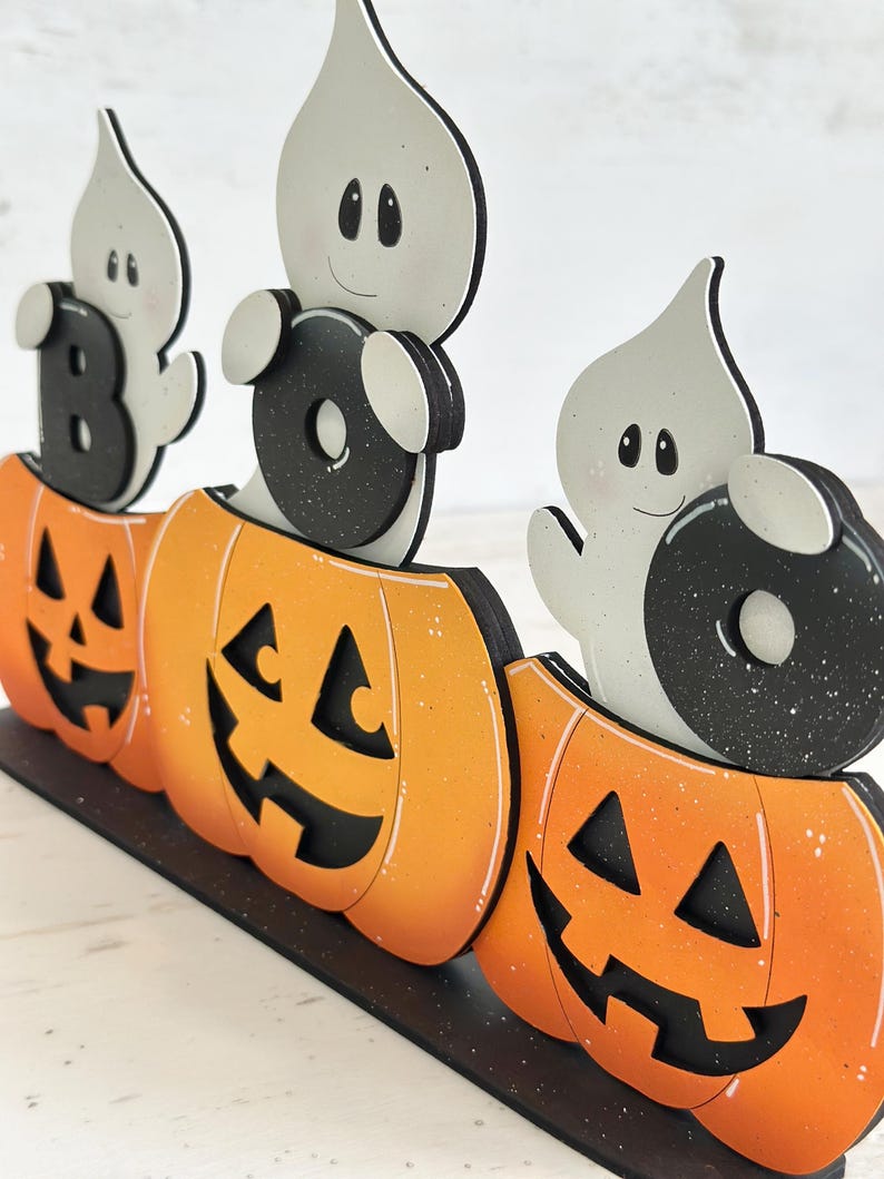 Cute Halloween Ghost Boo Pumpkin Standing File SVG, Jack-o-lantern ...