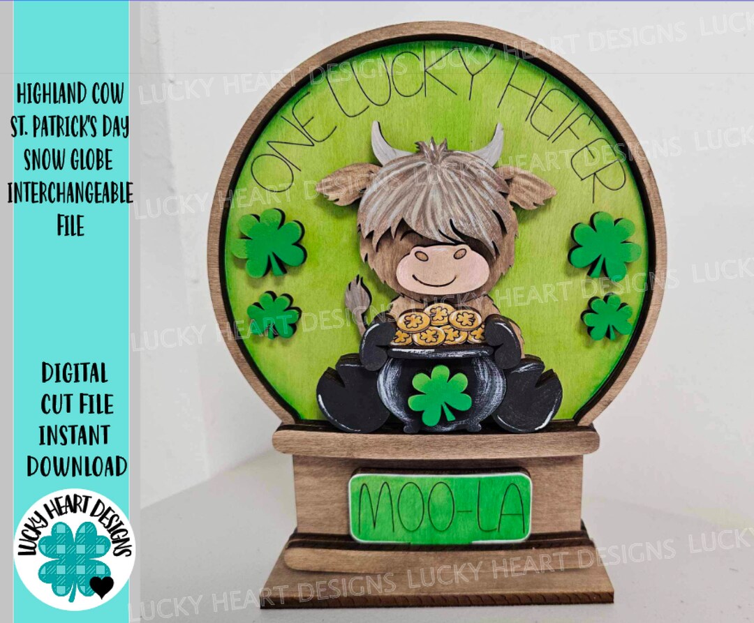 Highland Cow St. Patrick's Day Snow Globe Interchangeable File SVG ...