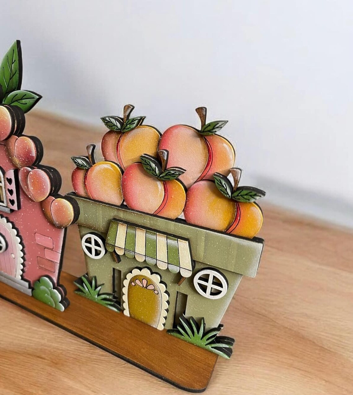 Peaches Standing Houses File SVG, Glowforge, Summer, Spring, Fruit ...