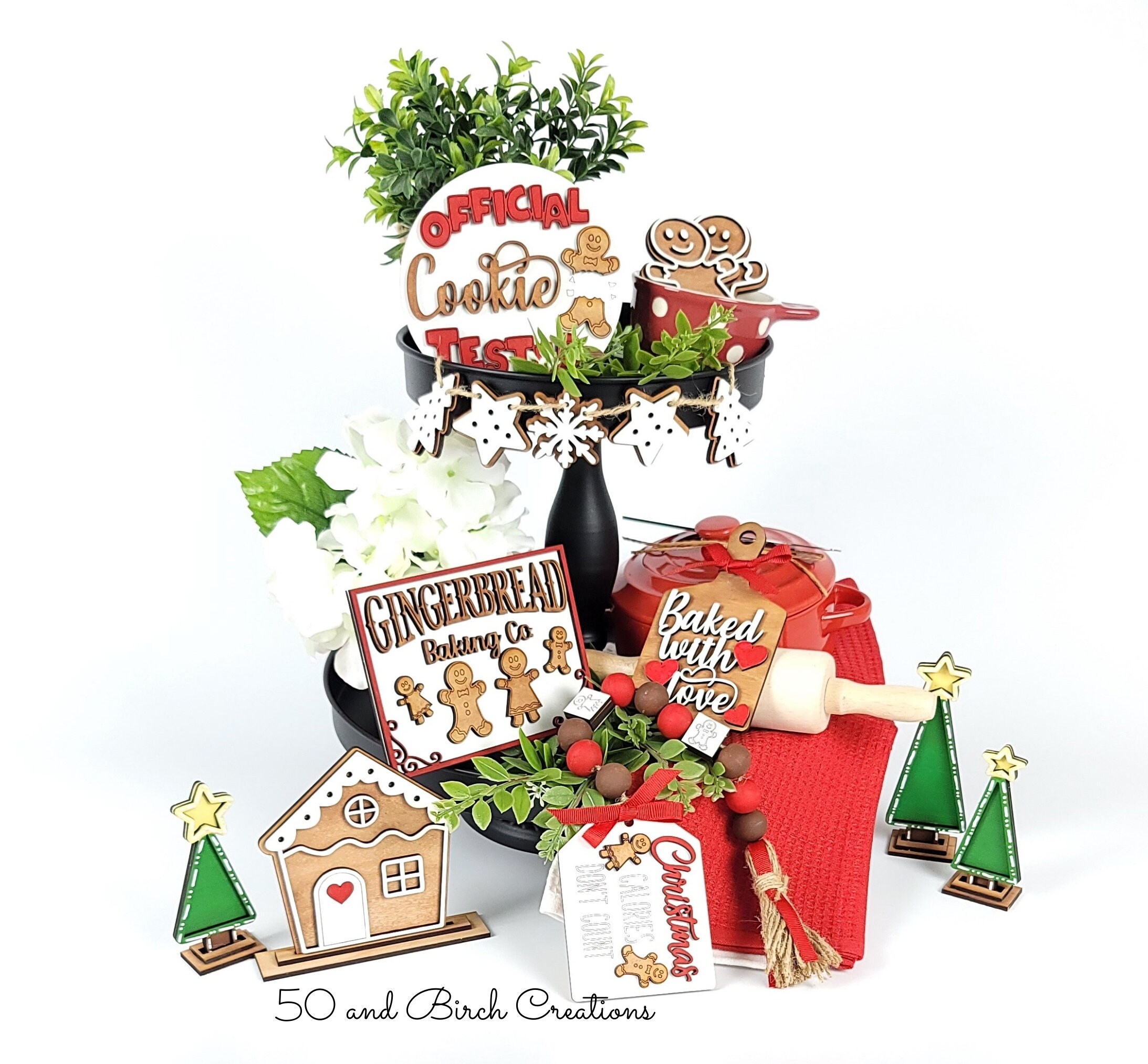 Gingerbread Tiered Tray File SVG, Glowforge Christmas Tier Tray ...