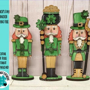 St. Patrick's Day Nutcracker Standing File SVG, Glowforge, Clover ...