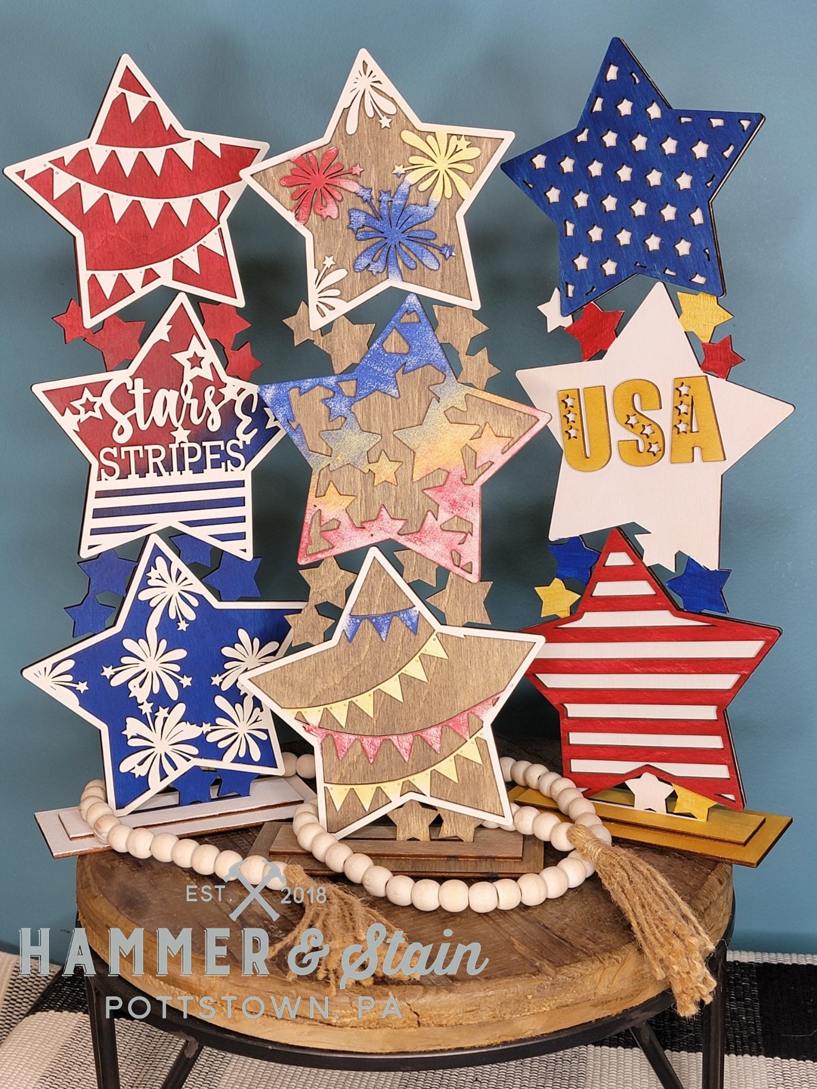 Stacking Stars Fourth of July File SVG America USA Glowforge - Etsy