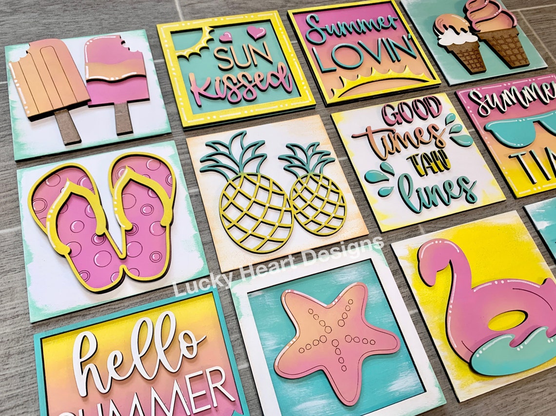 Summer Leaning Sign File SVG, Glowforge Tiered Tray ...
