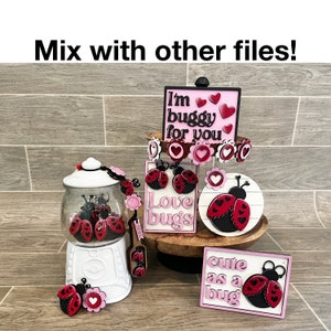 Ladybug Valentines Bundle Gumball Scoop Sign File SVG, Glowforge ...