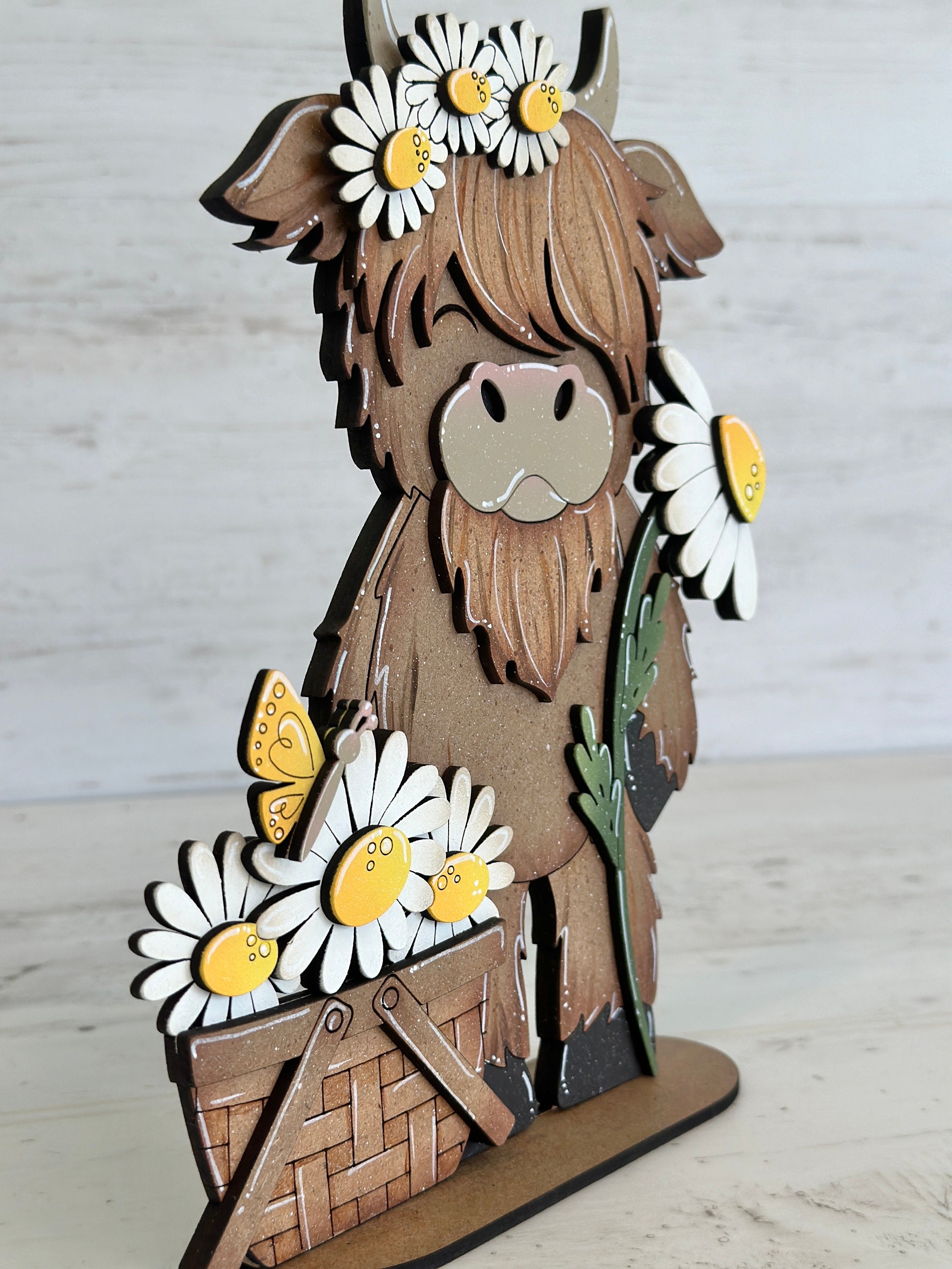 Standing Highland Cow Spring Daisy File SVG, Glowforge, Flower, Farm ...