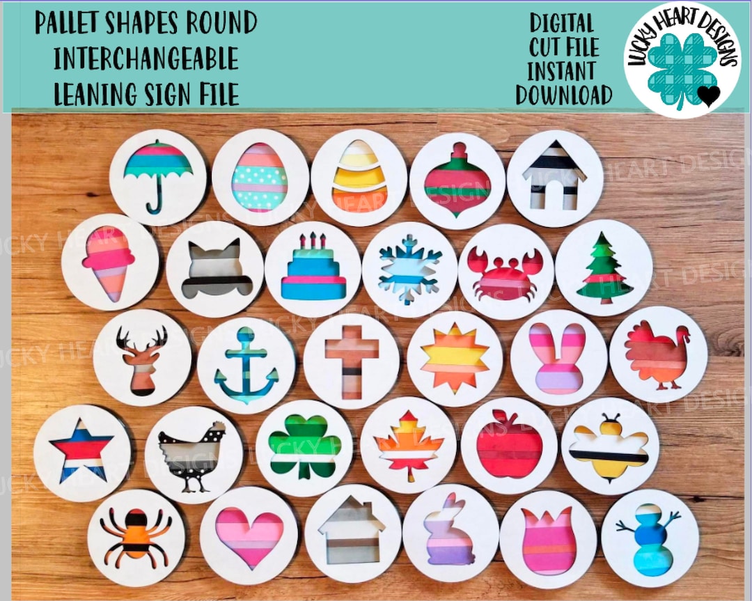Pallet Shapes Round Interchangeable Leaning Sign File SVG, Leaning ...