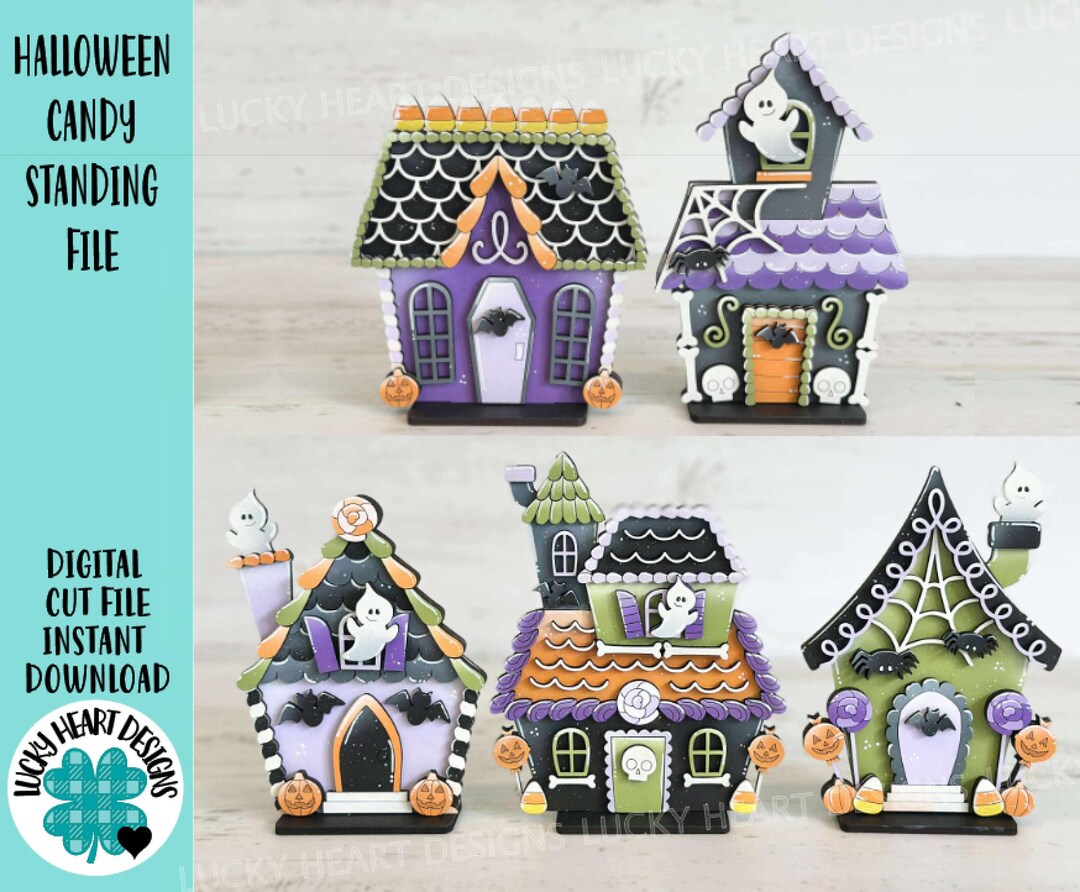 Halloween Candy Standing Houses File SVG, Haunted, Gingerbread, Candy ...