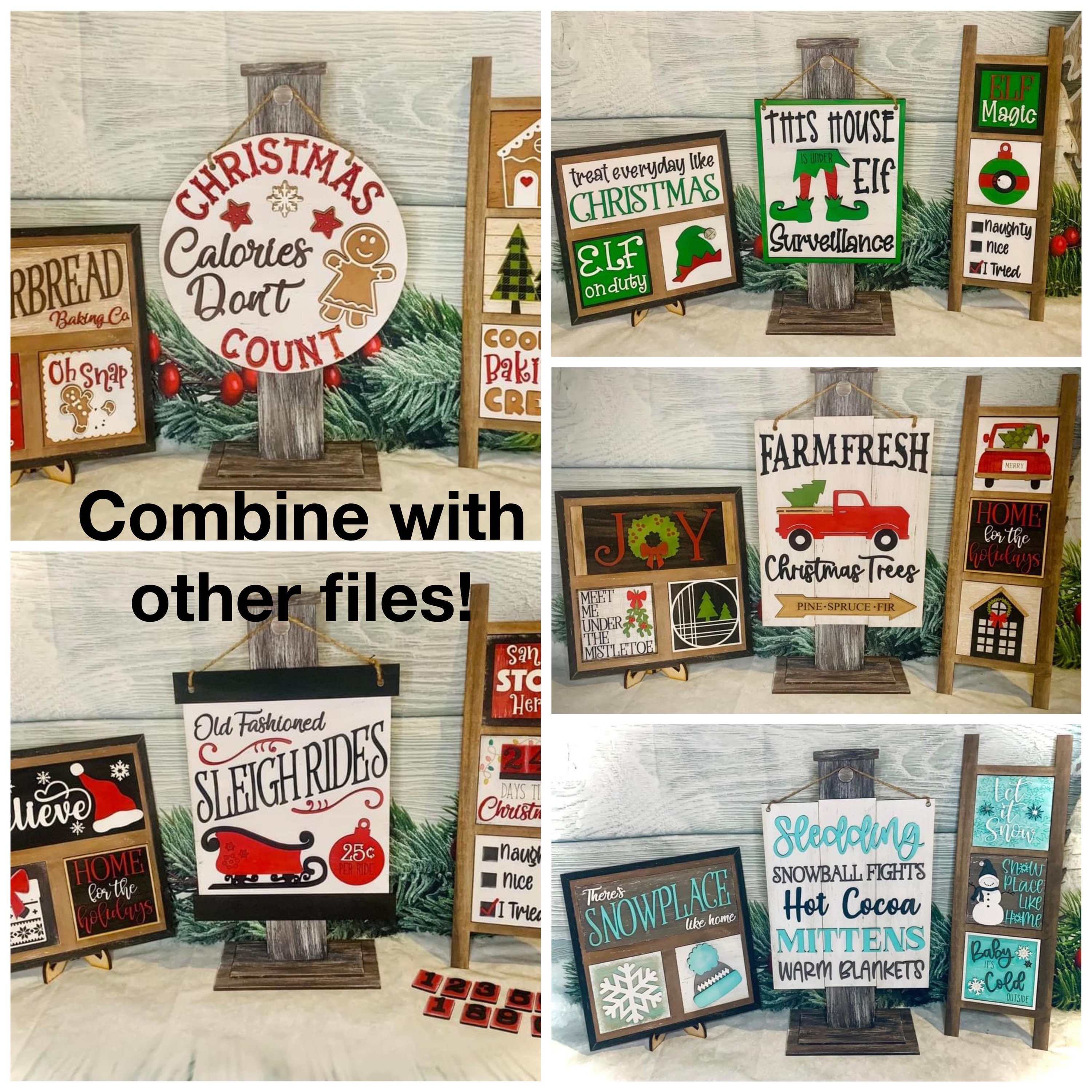 Christmas Santa Wall Collage File SVG Glowforge Leaning - Etsy