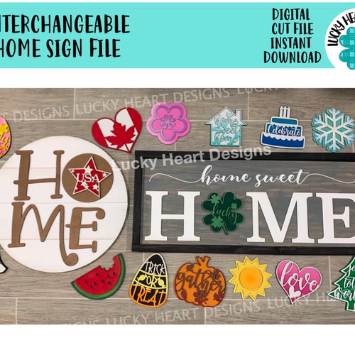 Interchangeable HOME Sign Glowforge Sized File SVG Home Sweet - Etsy