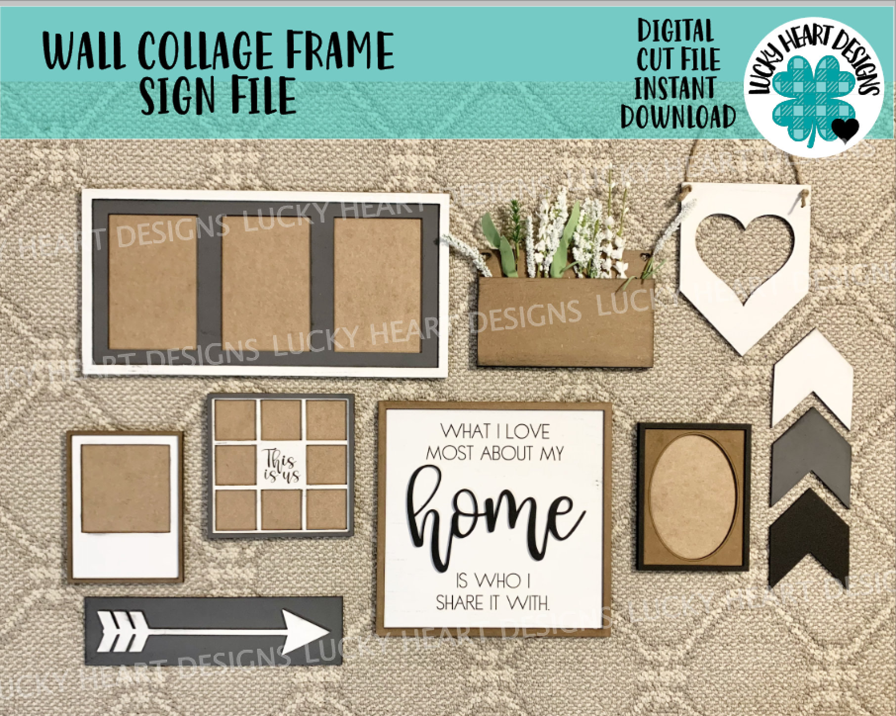 Wall Collage Frame File SVG Glowforge Picture Frames | Etsy