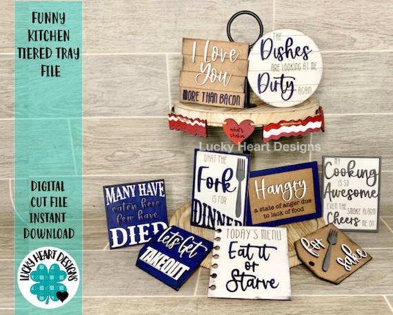 Funny Kitchen Tiered Tray Bundle File SVG Glowforge Laser - Etsy