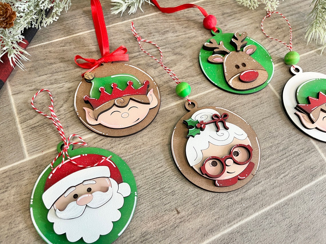 Christmas Squad Ornament File SVG, Santa Rudolph Glowforge ...
