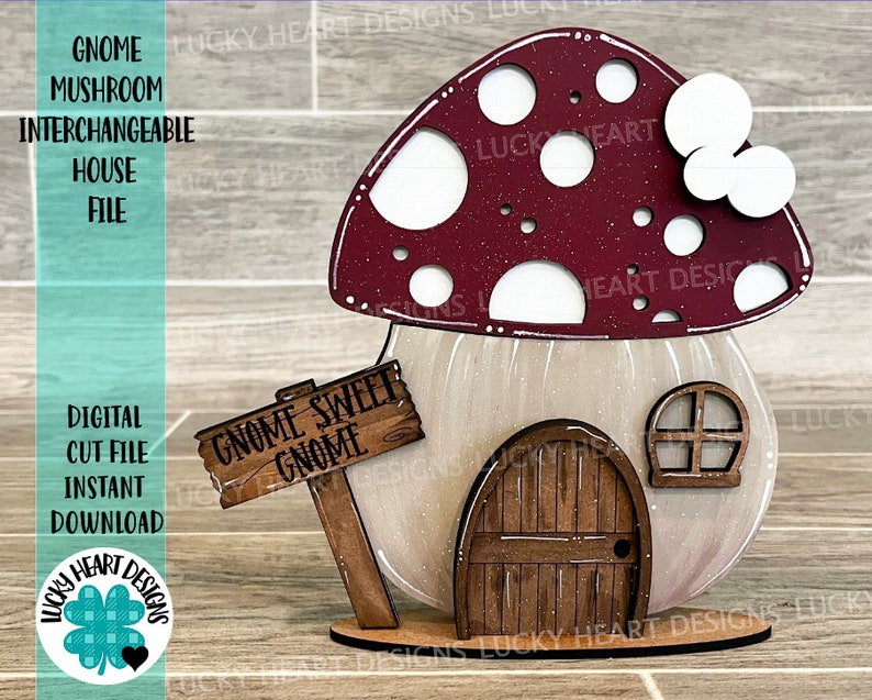 Gnome Mushroom Interchangeable House File SVG house Base - Etsy
