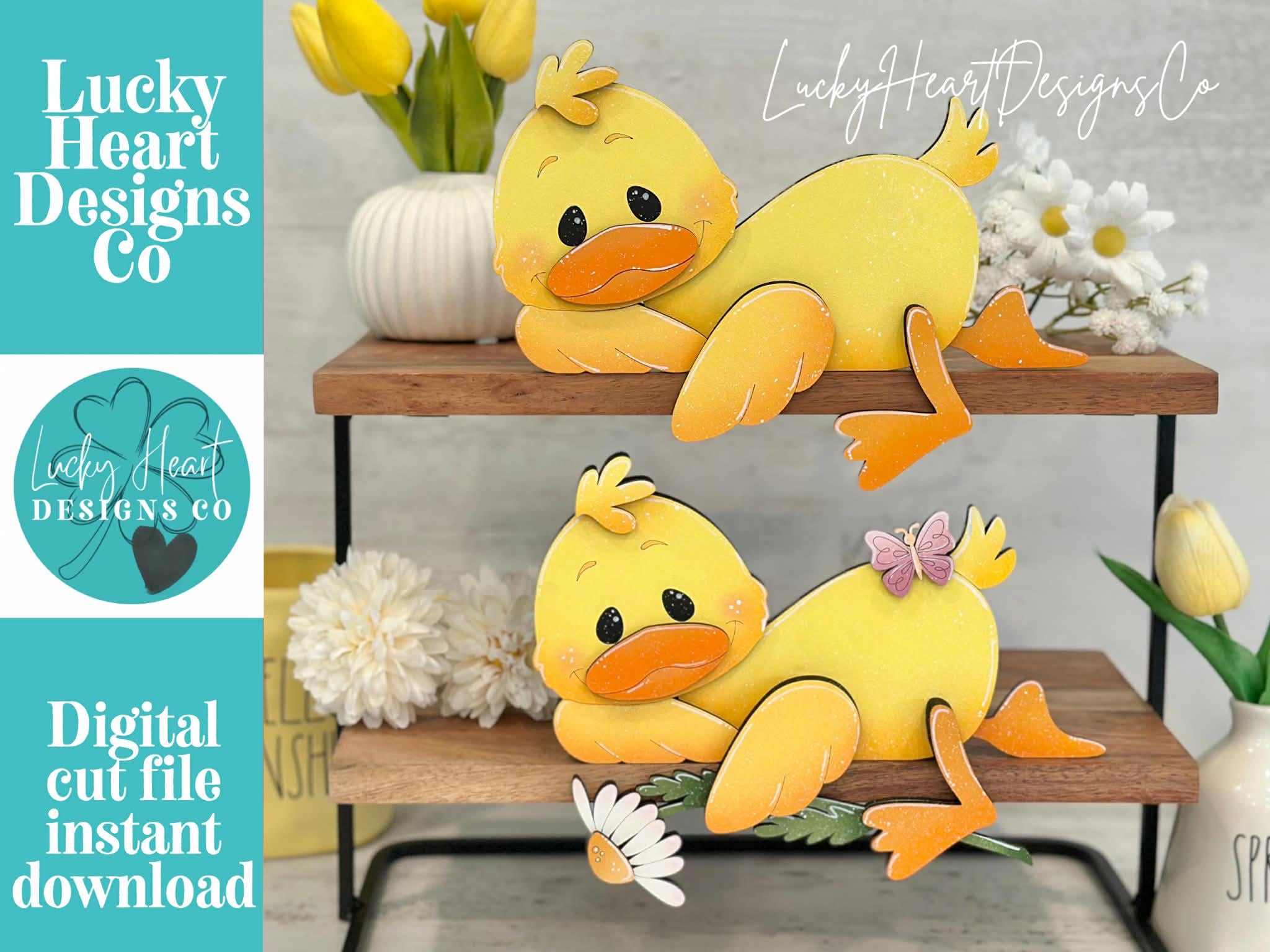 Duck Spring Shelf Hanging Sign File SVG, Daisy, Butterfly, Floral ...
