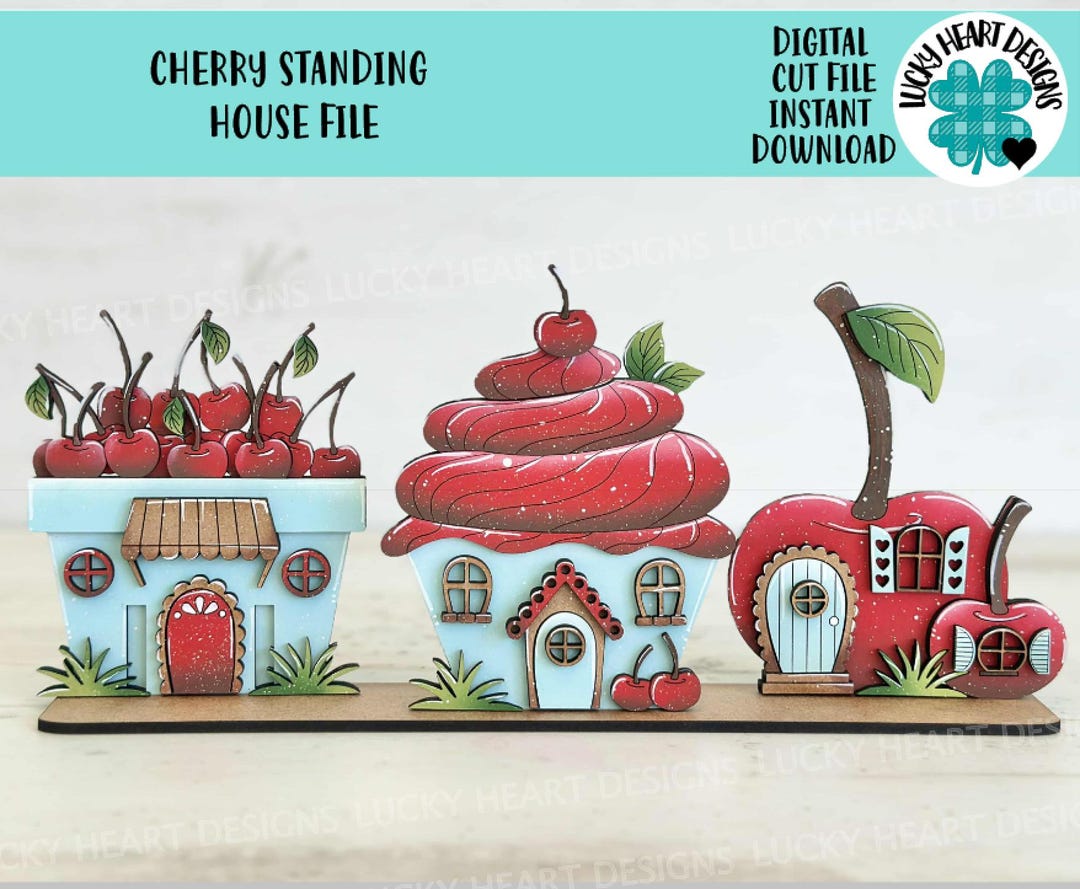 Cherry Standing Houses File SVG, Glowforge, Farm Picking, Summer ...