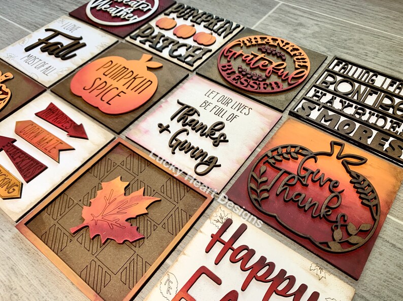 Fall Leaning Sign File SVG, Tiered Tray Glowforge, Luckyheartdesignsco ...