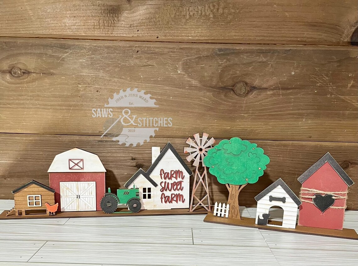 Family Farm Standing Houses File SVG Home Glowforge - Etsy