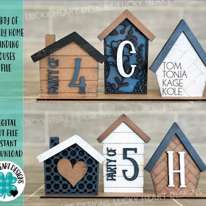 Party of Family Home Standing Houses Centerpiece File SVG, Mantle Decor ...