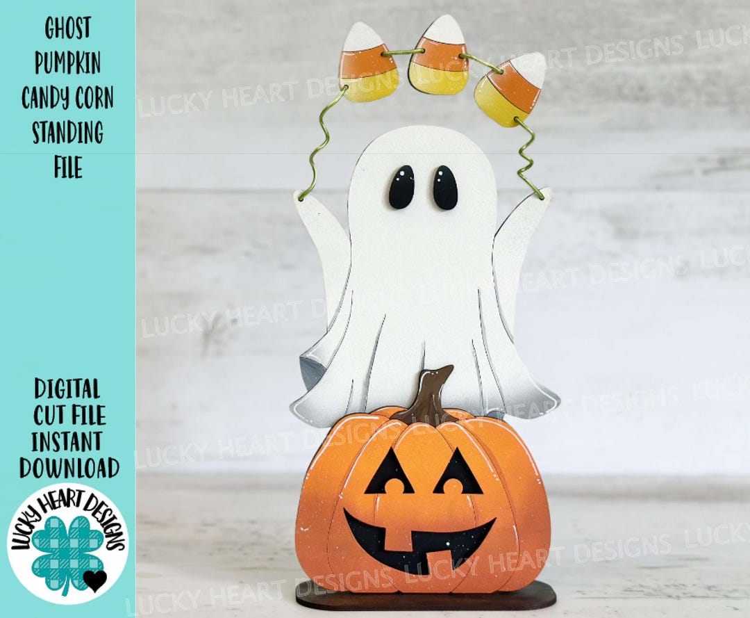Ghost Pumpkin Candy Corn Standing File SVG, Witch, Jack-o-lantern ...