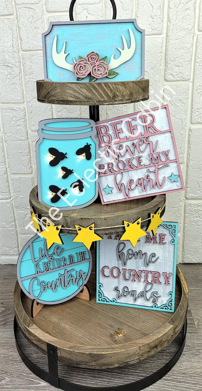 Country Tiered Tray File SVG Glowforge Tier Tray - Etsy