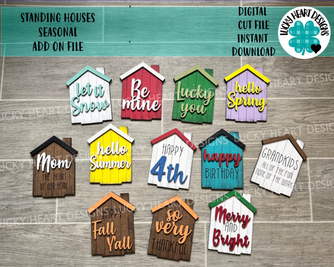 Standing Houses Seasonal Add on File SVG, Glowforge ...