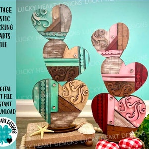 Vintage Rustic Stacking Hearts File SVG, Valentine Glowforge ...