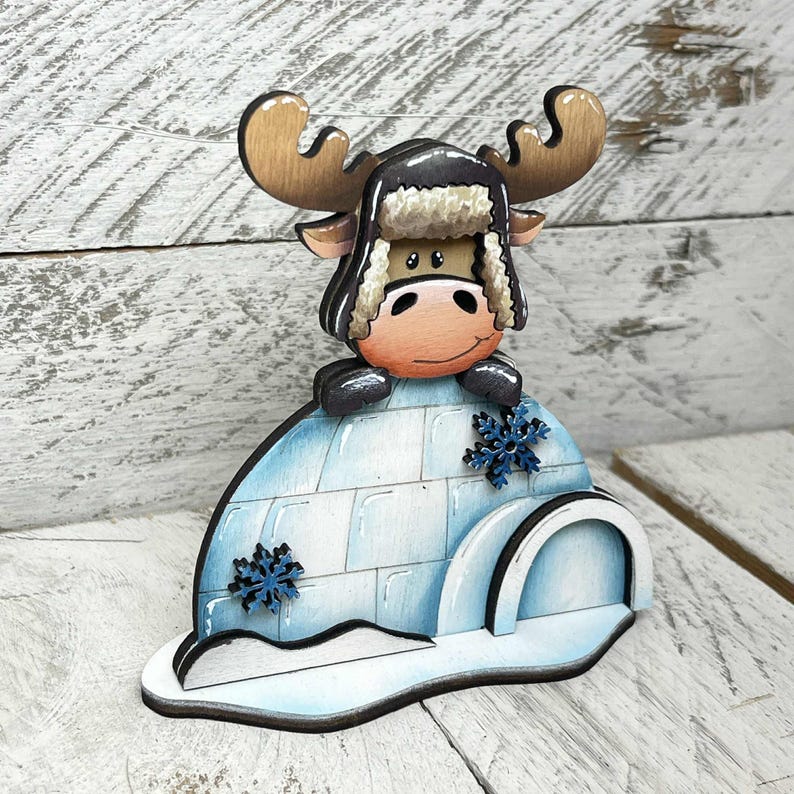 Moose Igloo Winter Standing File SVG, Snowflake, Frosty, Snowman ...