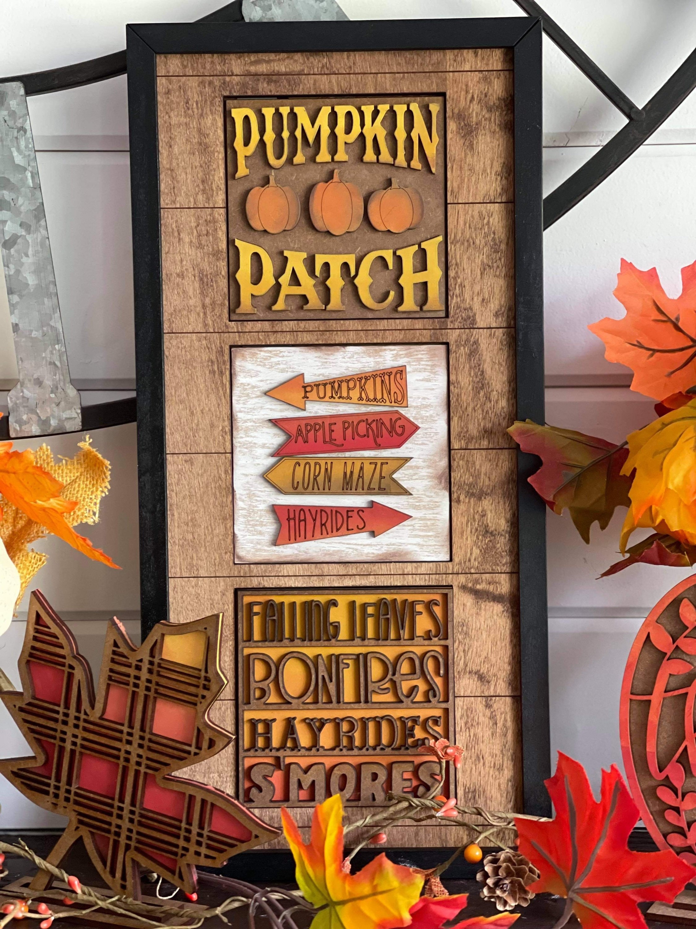 Fall Leaning Sign File SVG, Tiered Tray Glowforge, Luckyheartdesignsco ...