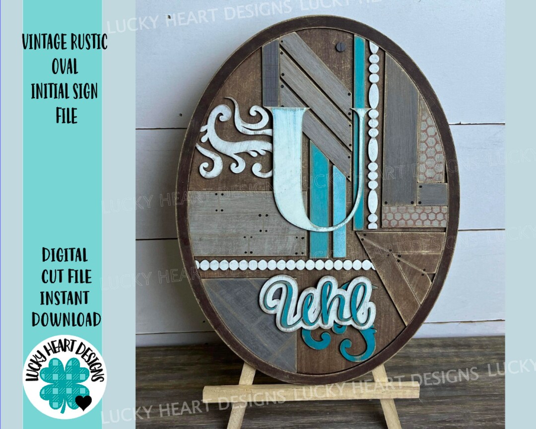 Vintage Rustic Oval File SVG, Glowforge Farmhouse, Luckyheartdesignsco ...