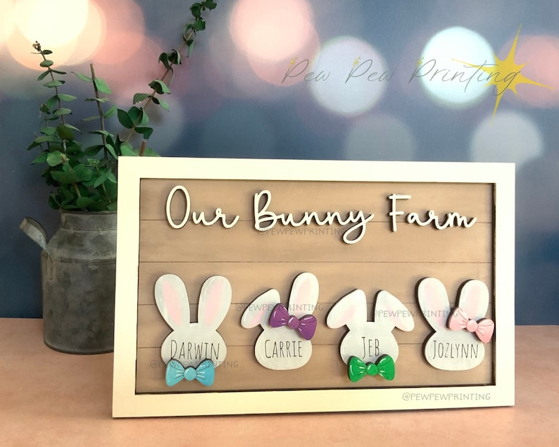 Bunny Family Sign File SVG, Glowforge Easter, Luckyheartdesignsco - Etsy