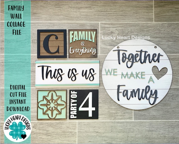 Family Wall Collage File SVG Tiered Tray Sign Door Hanger - Etsy