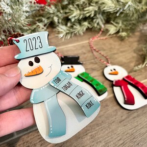 Snowman Family Personalized Christmas Ornament File SVG, Glowforge ...
