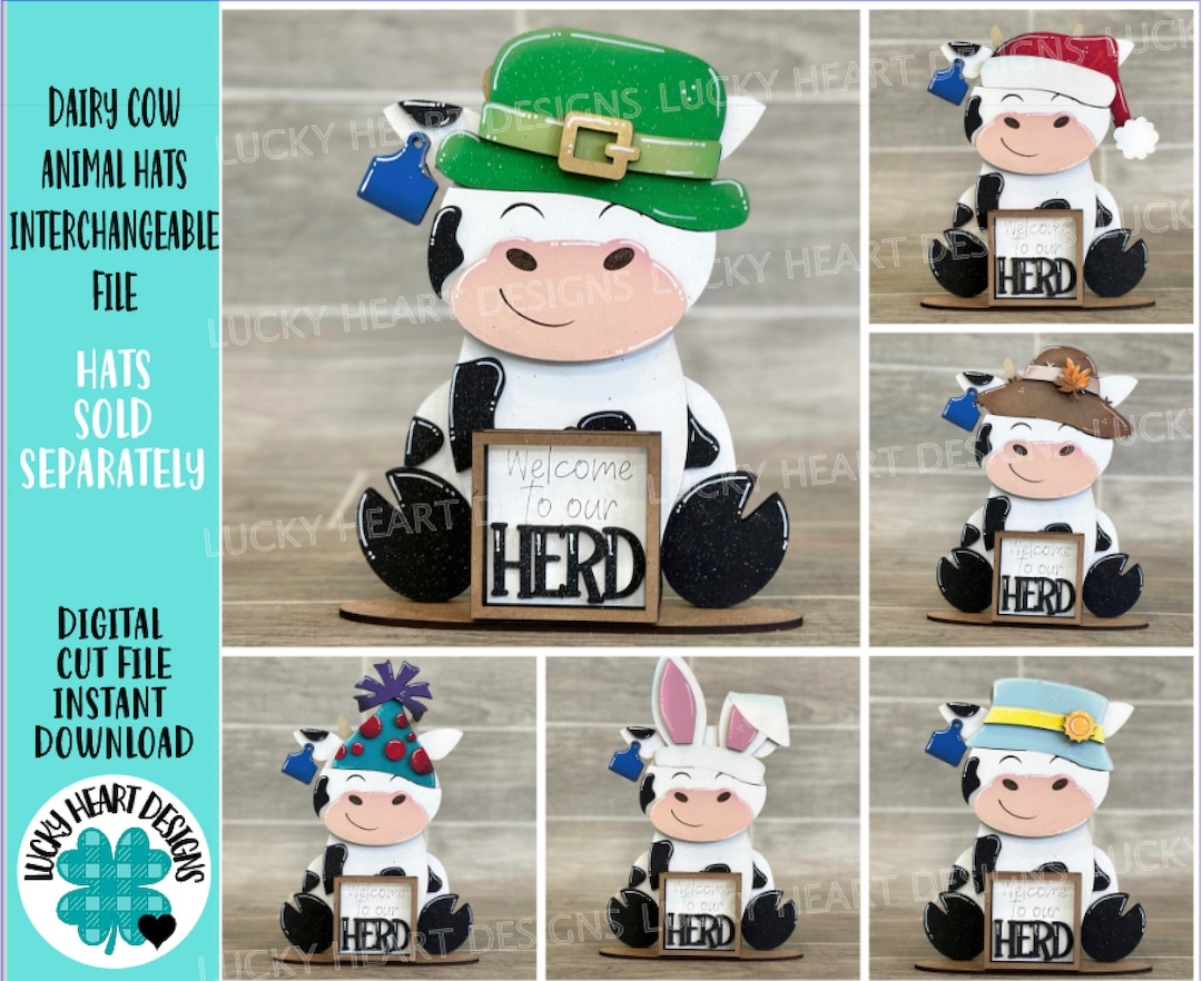 Dairy Cow Animal Hats Interchangeable MINI File SVG, Seasonal Leaning ...