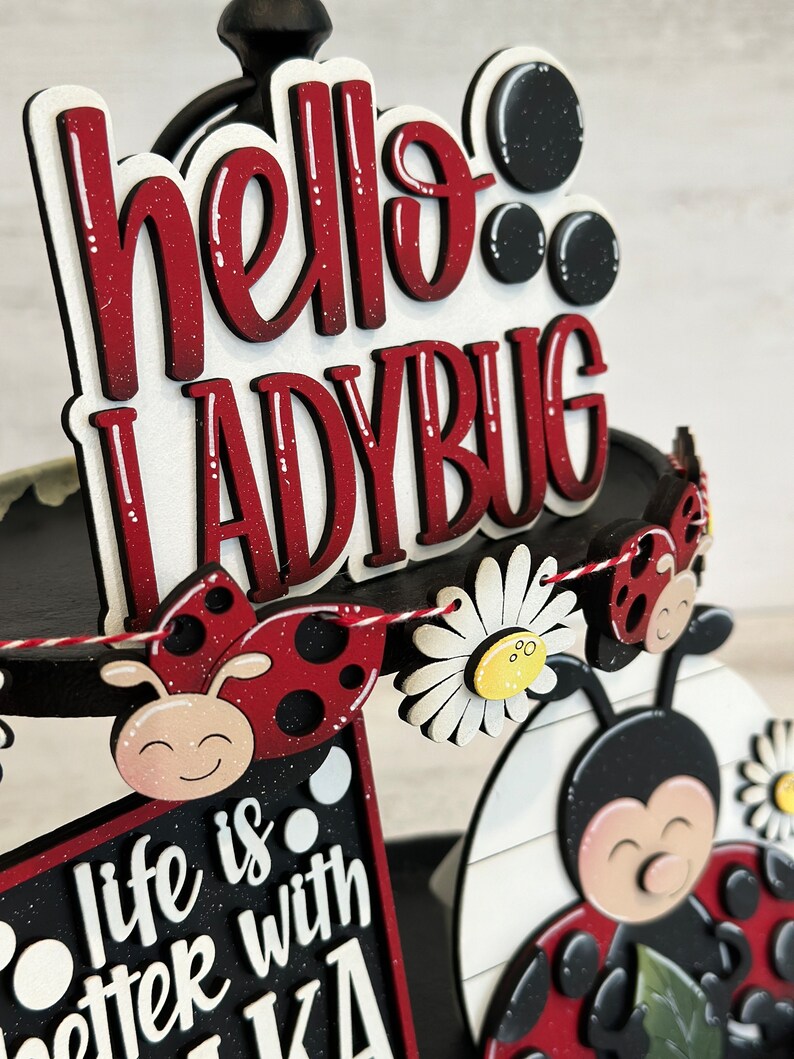 Hello Ladybug Quick and Easy Tiered Tray File SVG, Luckyheartdesignsco ...