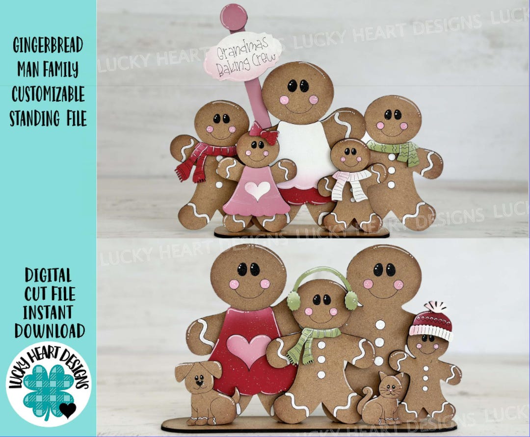 Gingerbread Man Family Customizable Standing File SVG File, Grandma ...