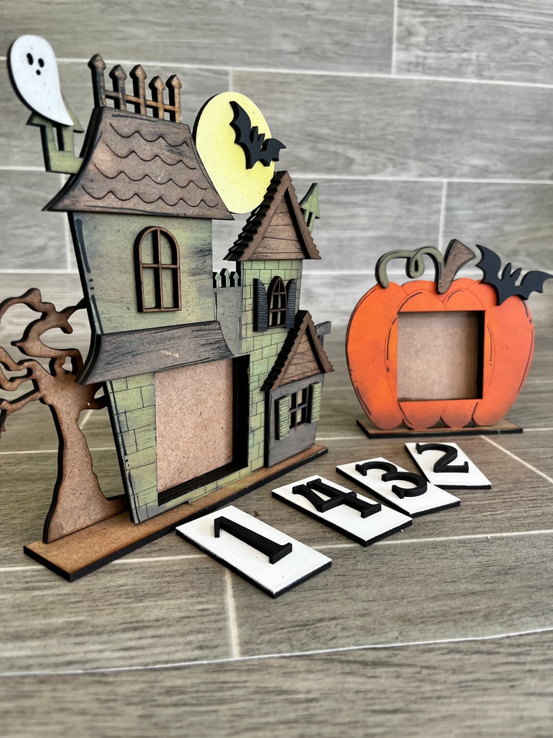 MINI Halloween Countdown Haunted House Interchangeable Leaning Sign ...