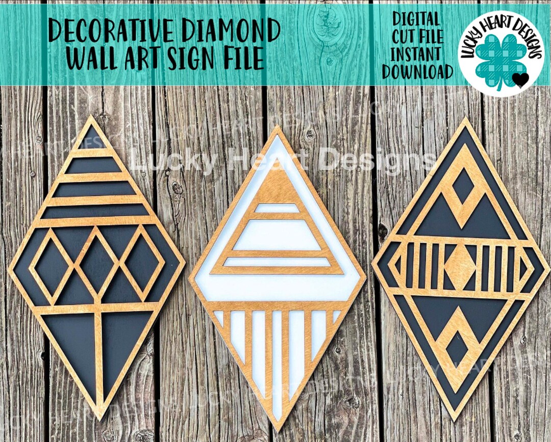 Decorative Diamond Wall Art File SVG, Geometric Modern, Glowforge Laser ...
