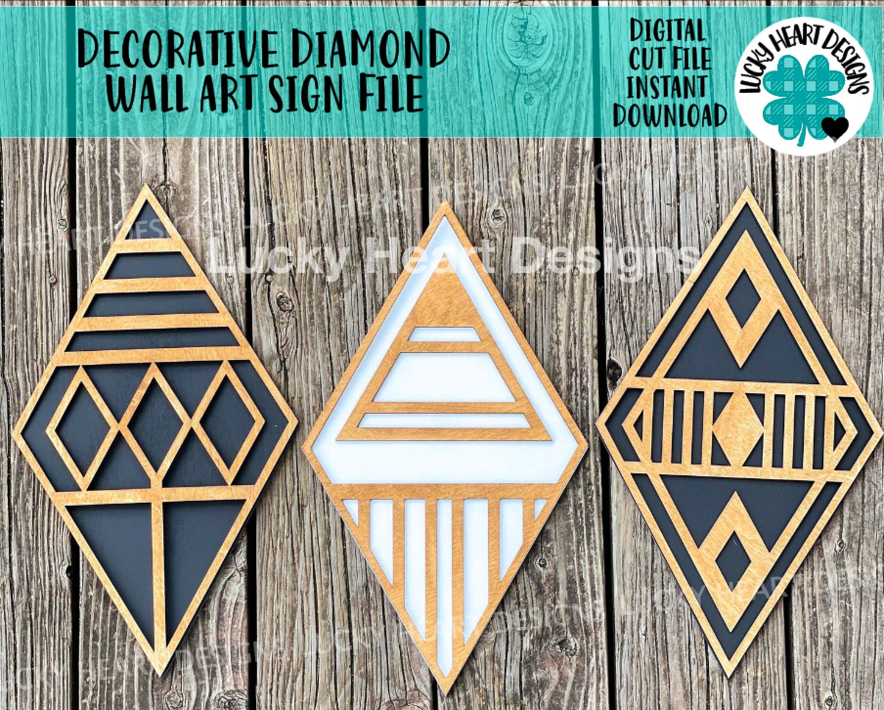 Decorative Diamond Wall Art File SVG Geometric Modern - Etsy