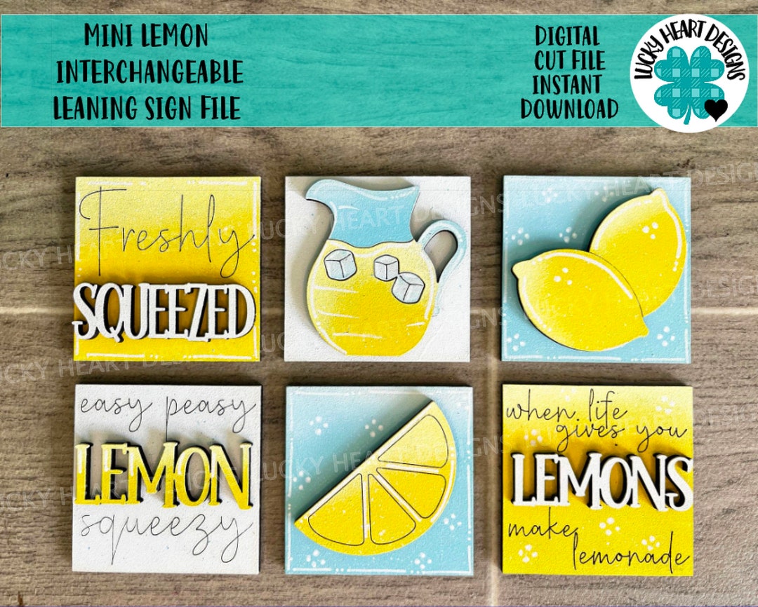 MINI Lemon Interchangeable Leaning Sign File SVG, Summer Fruit Tiered ...