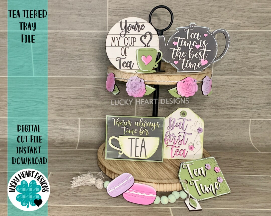 Tea Tiered Tray File SVG, Glowforge, Luckyheartdesignsco - Etsy