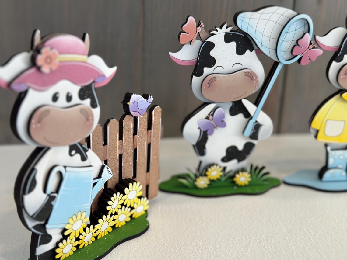 Dairy Cow Spring Butterfly Standing Sign File SVG, Glowforge Farm ...