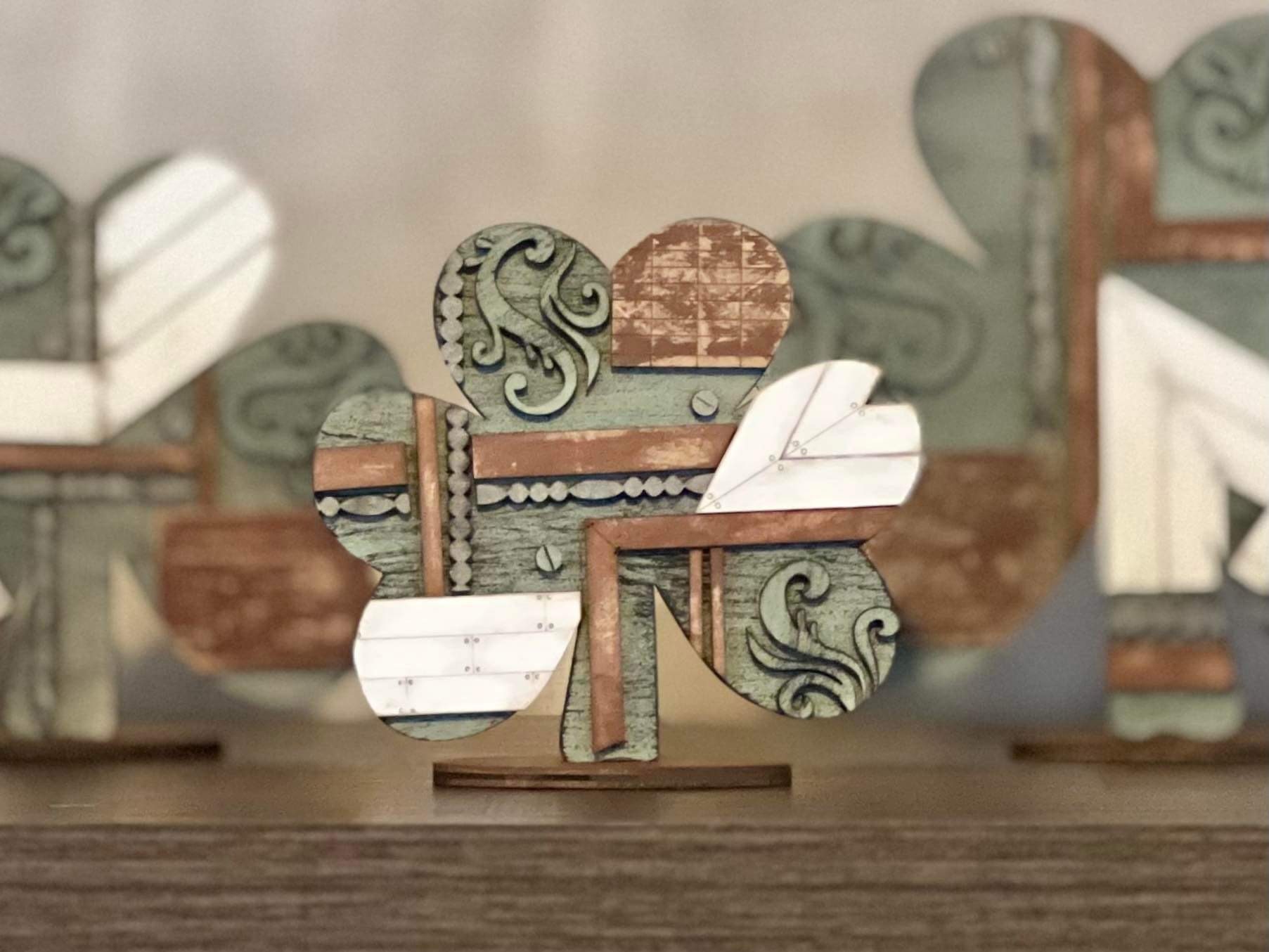 Vintage Rustic Clover Trio File SVG St. Patrick's Day - Etsy