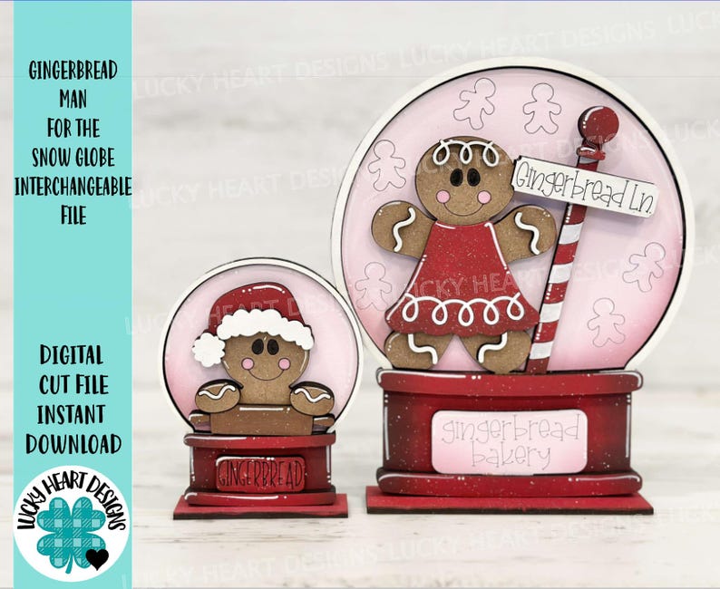 Gingerbread Man Christmas Snow Globe Interchangeable File SVG, TINY ...