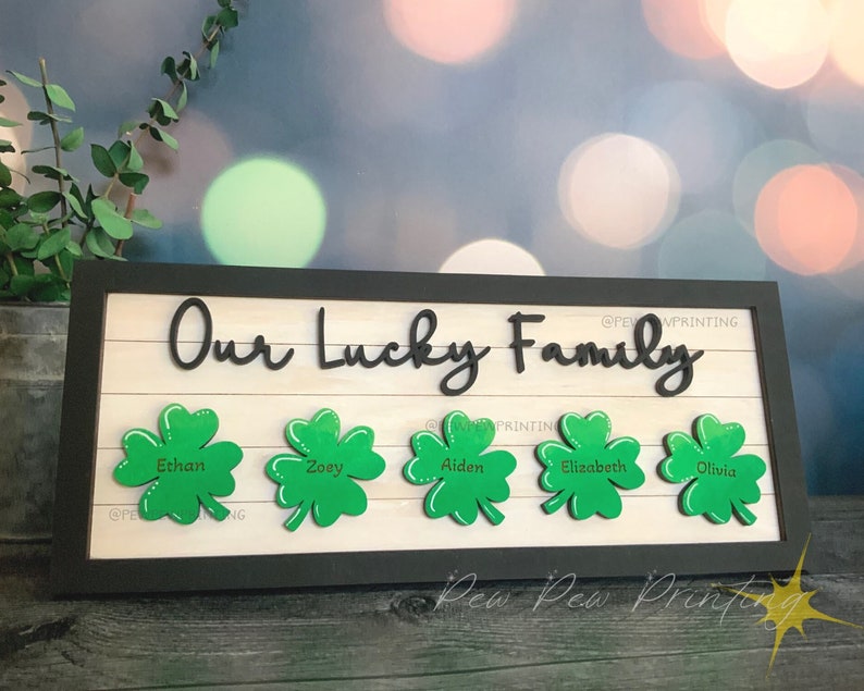 Clover Family Sign File SVG Glowforge St. Patrick's Day - Etsy