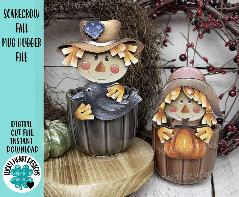 Scarecrow Fall Mug Hugger File SVG, Glowforge Tiered Tray, Tray Decor ...
